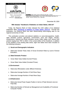 RBI releases 9th edition of its statistical publication Statistical ...