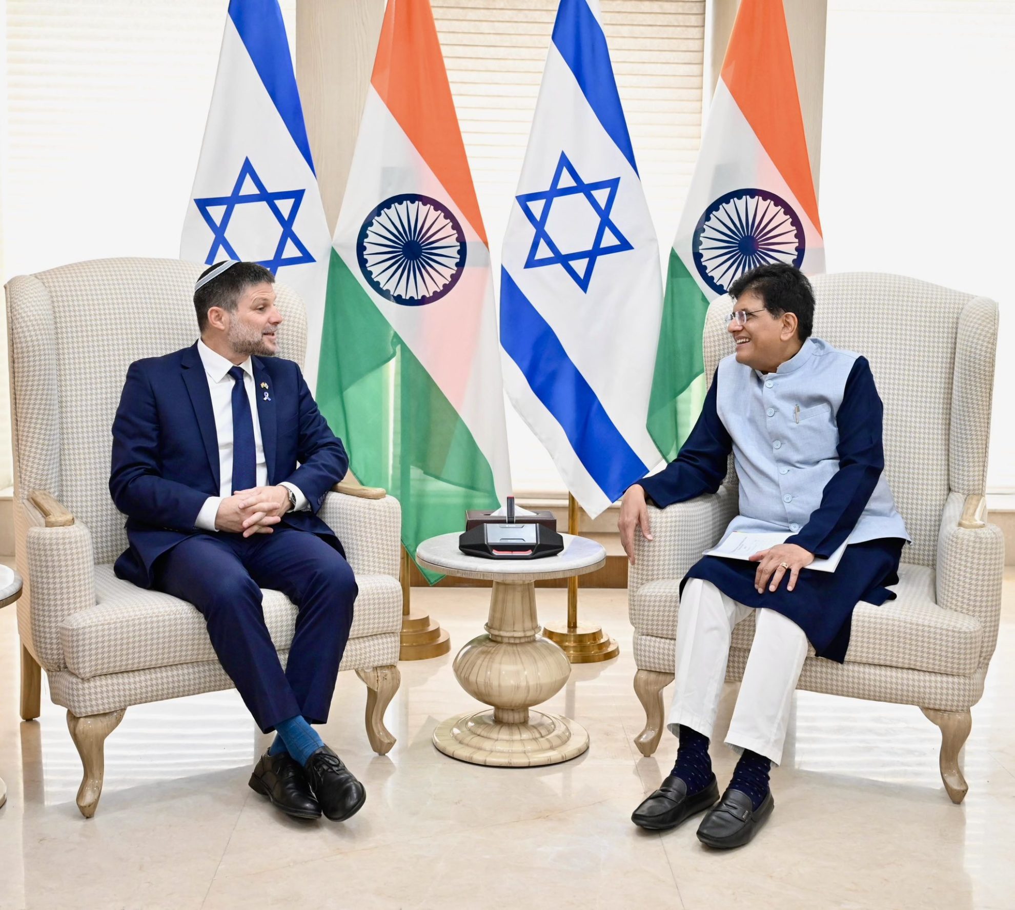 Commerce Minister Piyush Goyal Meets Israeli Finance Minister in New Delhi